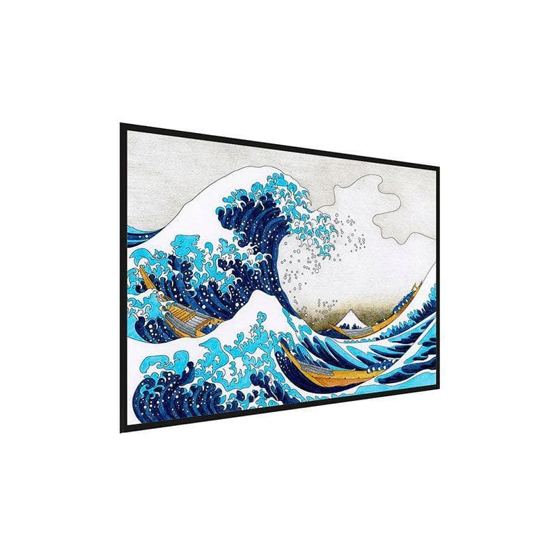 Great Waves Canvas Painting – Black Frame – Phetally